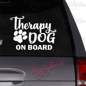 Therapy Dog on Board Decal, Therapy Dog Sticker, Paw Print Decal ...