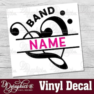 Band With Name Vinyl Decal/personalized Decal/two Color Decal/ Band ...