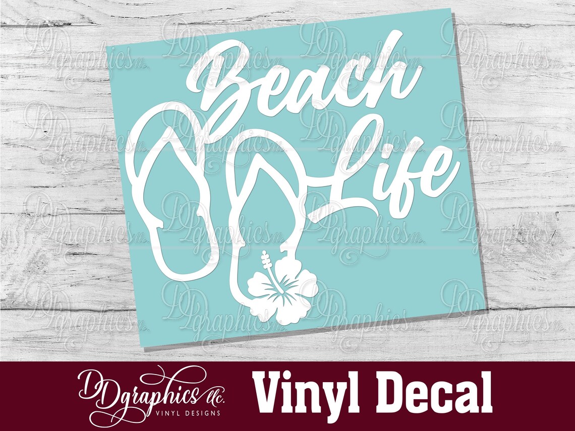Beach Life Flip Flops Vinyl Decal, Beachlife Sticker, Car Window Decal ...