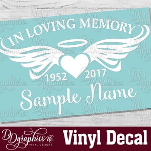 In Loving Memory Vinyl Car Decal, Memorial Personalized Decal, in ...