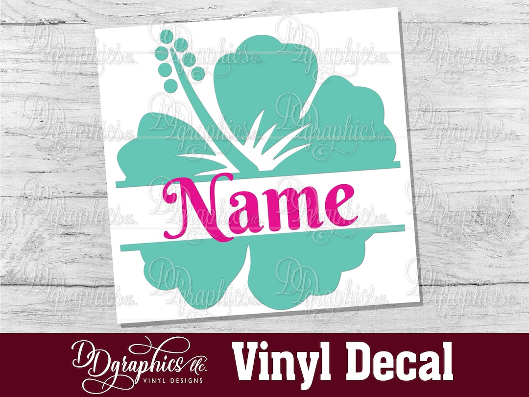 Hibiscus Personalized Vinyl Decal, Custom Hibiscus Flower Sticker With ...