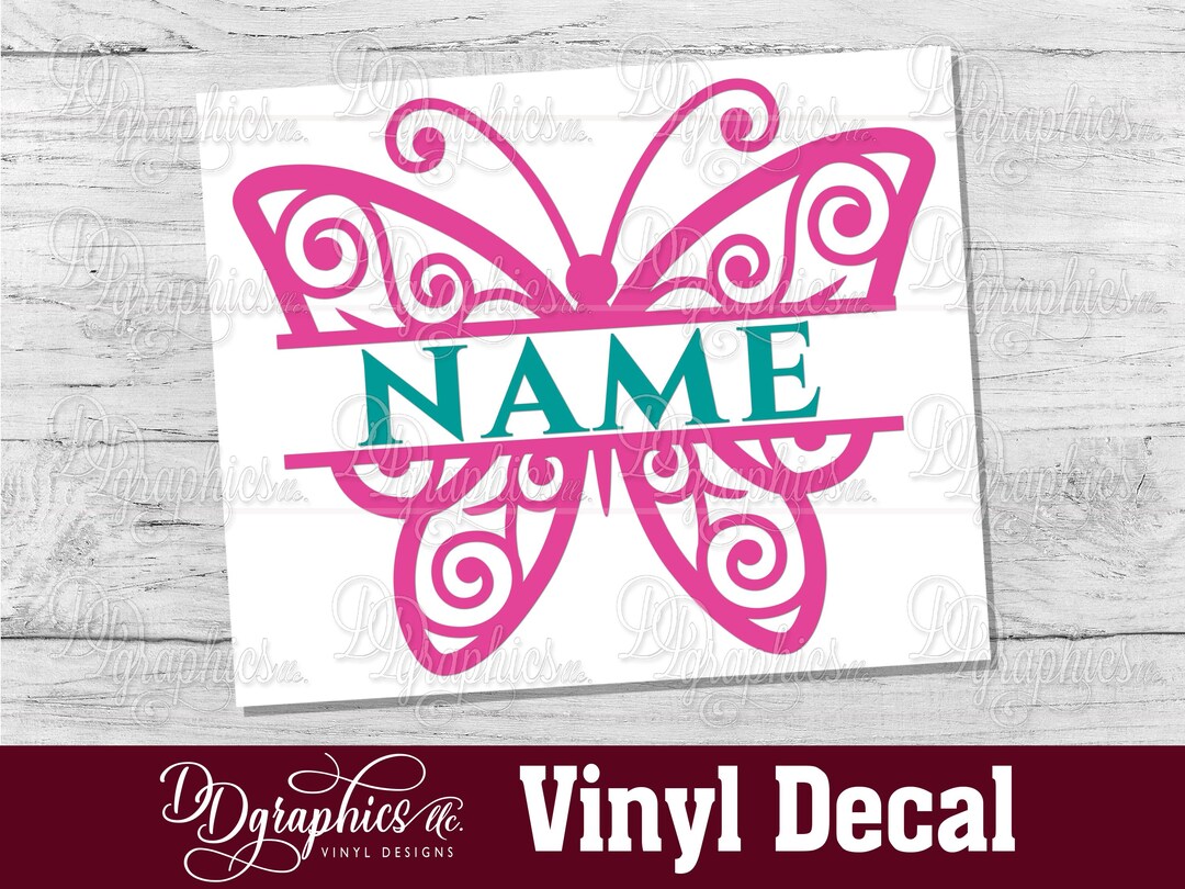Butterfly With Name Personalized Vinyl Decal, Custom Butterfly Sticker ...