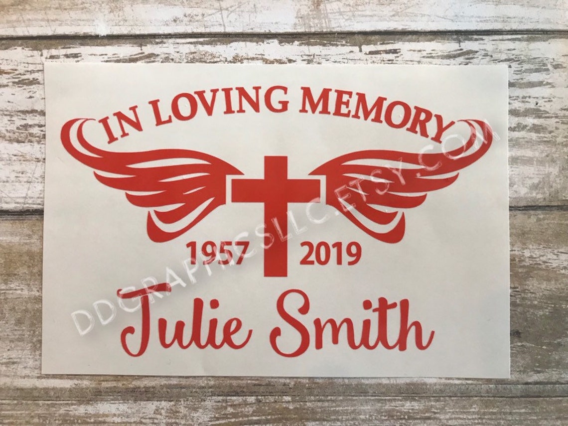 In Loving Memory Cross Car Decal/in Memory Vinyl Car - Etsy