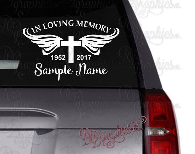 In Loving Memory Cross Car Decal/in Memory Vinyl Car - Etsy
