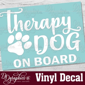 Therapy Dog on Board Decal, Therapy Dog Sticker, Paw Print Decal ...