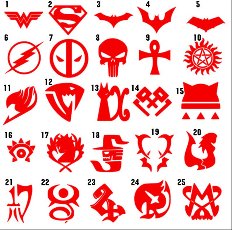 Comic Movie and Anime Inspired Logos Vinyl Decals | Etsy