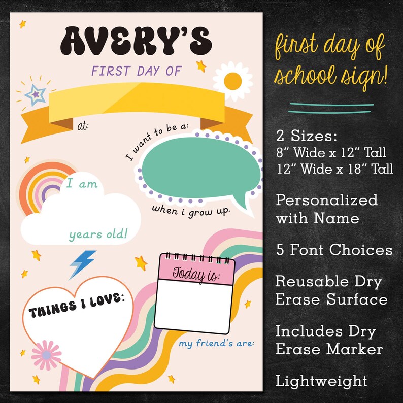 First Day of School Welcome Sign Back to School Gift Rainbow ...