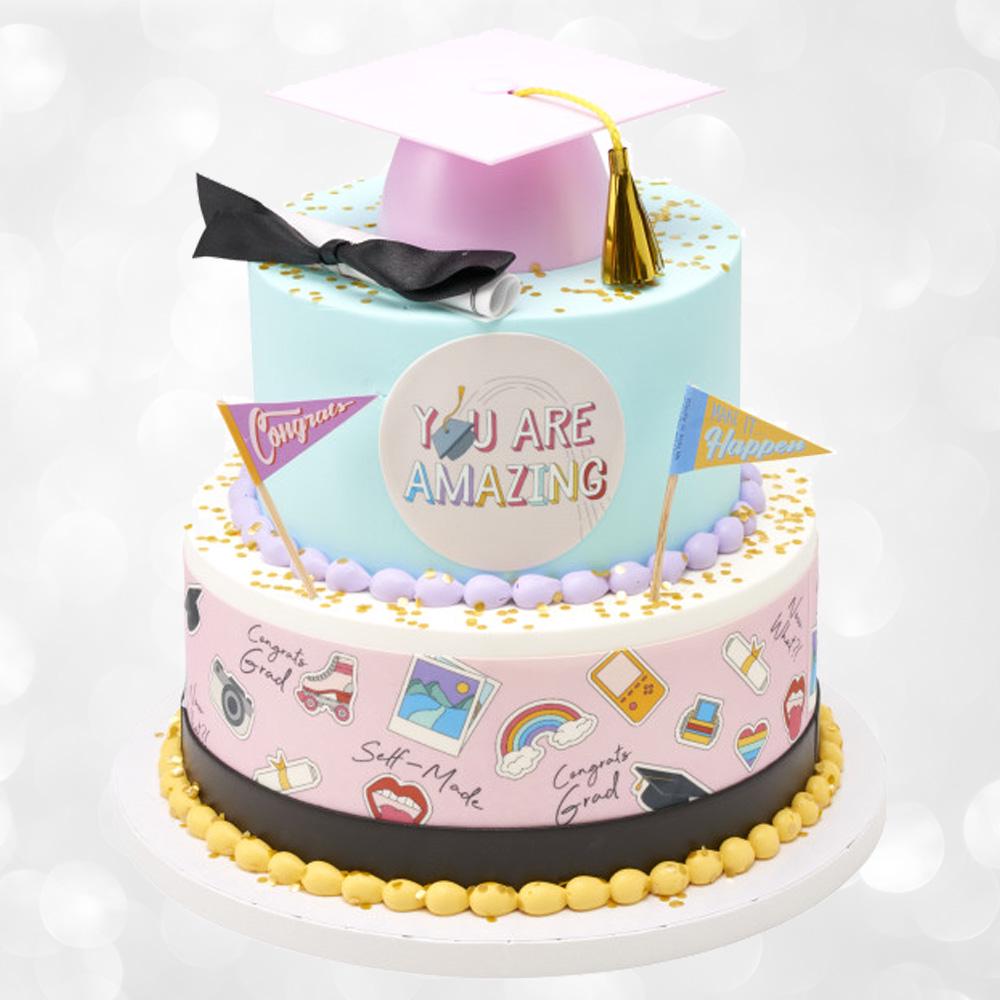 Pink Graduation Cap Cake Topper Gold Tassel Decoration for Student ...
