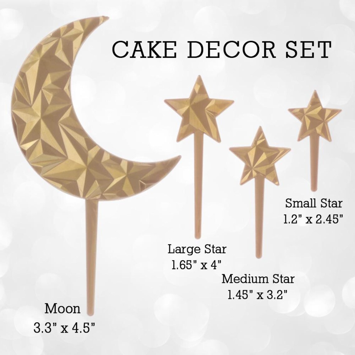 Gold Moon Topper Celestial Design Geometric Star Acrylic Kit Birthday ...