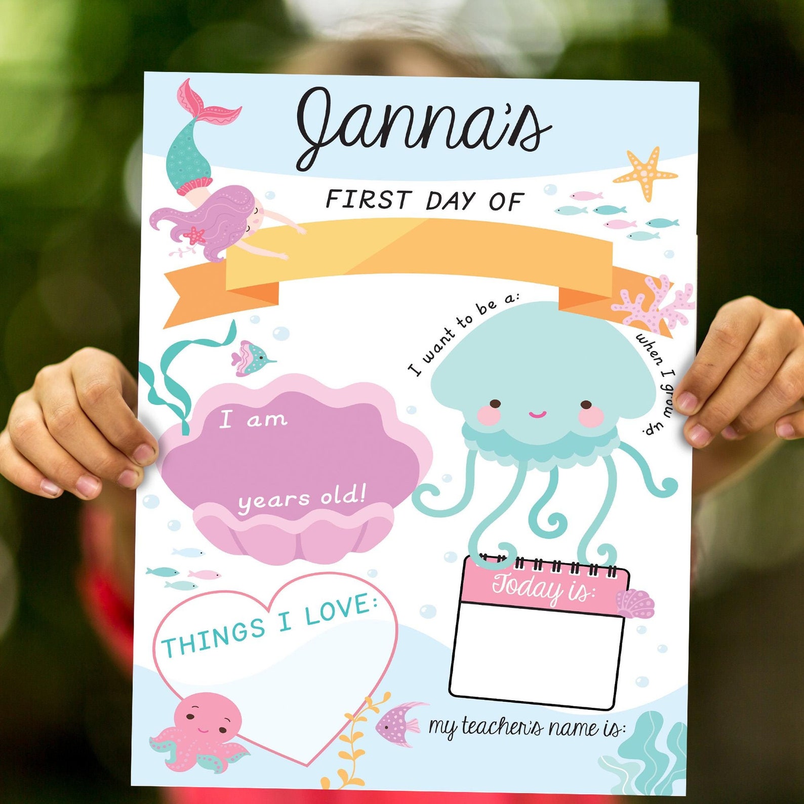 Back to School Dry Erase Sign Personalized Mermaid Sign School Board ...