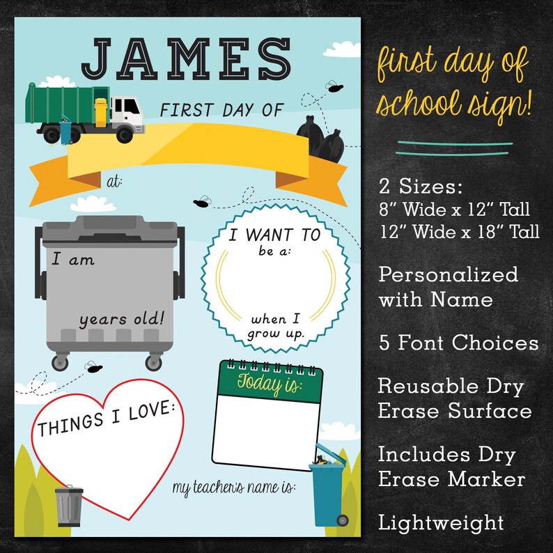 First Day of School Welcome Sign Back to School Gift Garbage Truck ...