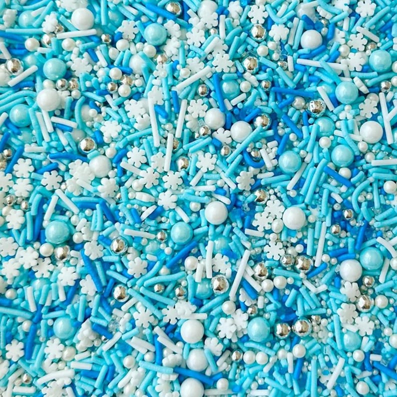 Snow Queen Winter Sprinkle Mix, Icy Blue White Silver Dragées ...
