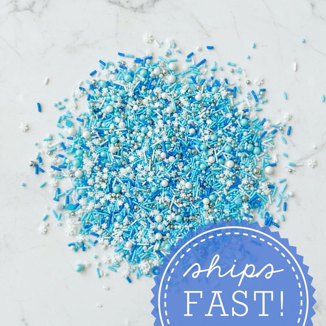 Snow Queen Winter Sprinkle Mix, Icy Blue White Silver Dragées ...