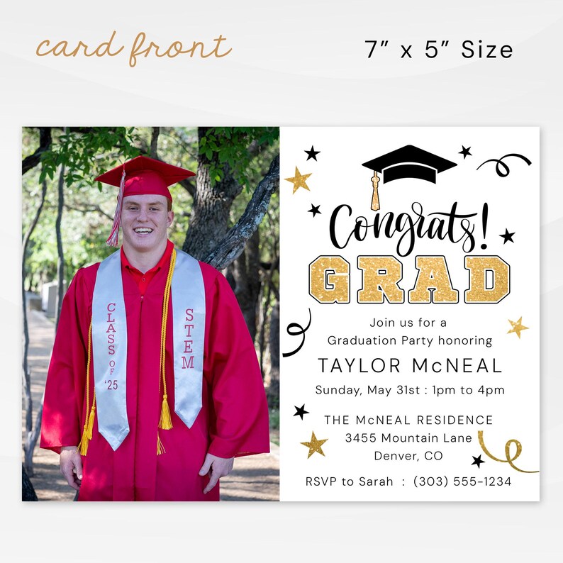 Custom Graduation Party Invitations With Photos, Personalized Class of ...