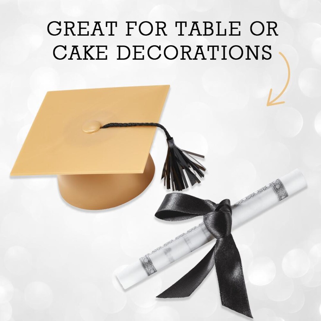 Gold Graduation Cap Cake Topper Black Tassel Decoration for Student ...