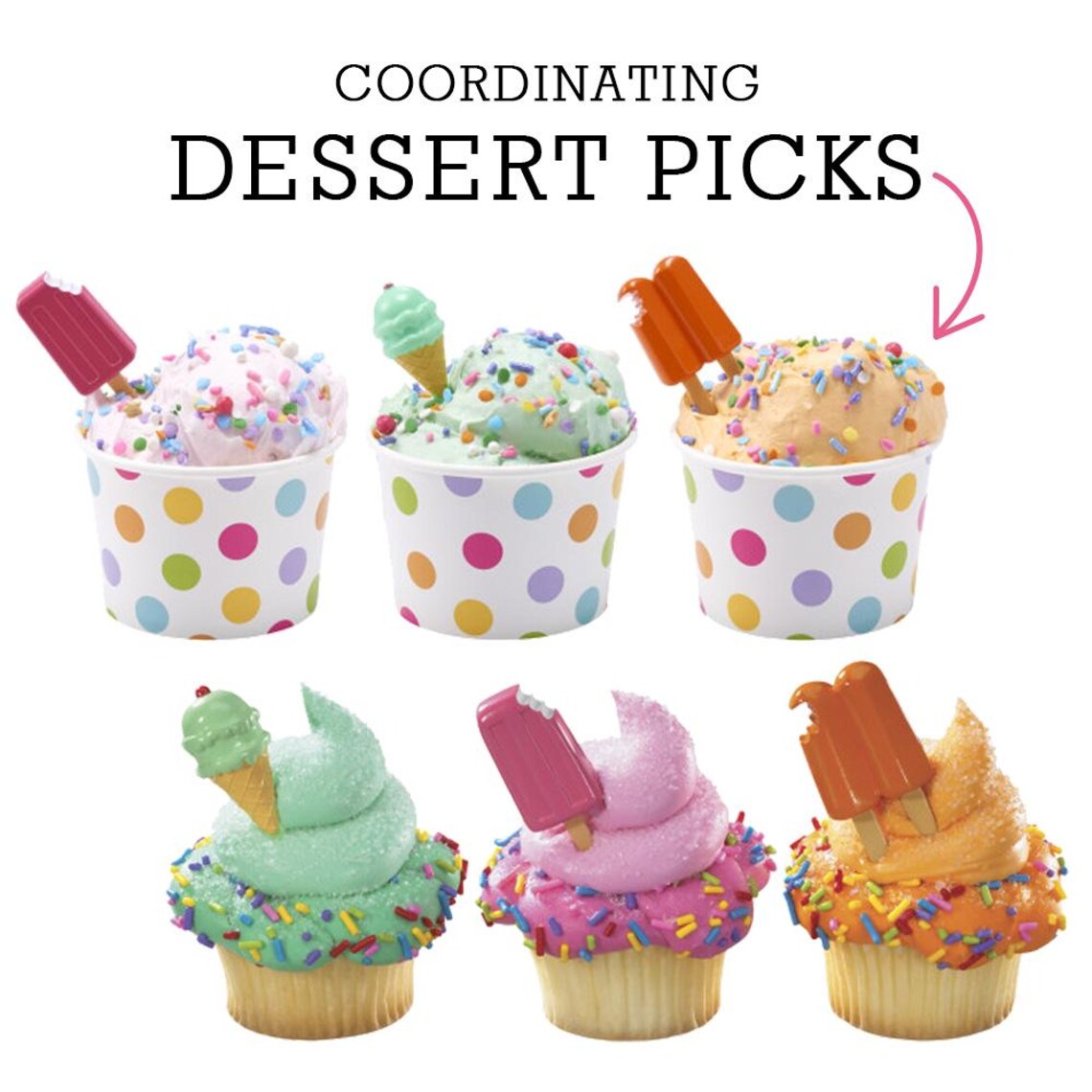 Sweet Summer Ice Cream Party Supplies Set, Tableware Bundle for 8 ...