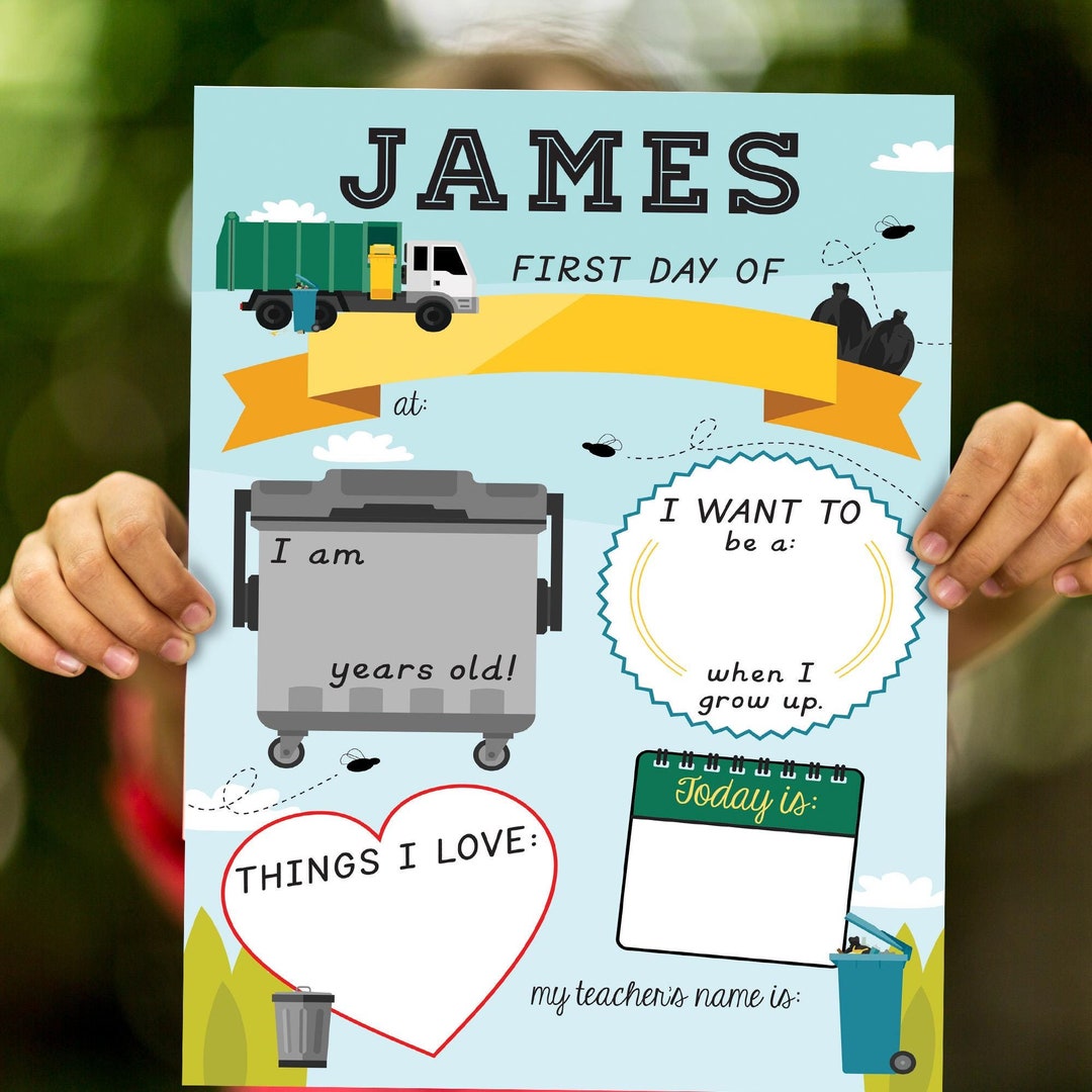 Back to School Dry Erase Sign Personalized Trash Truck Sign School ...