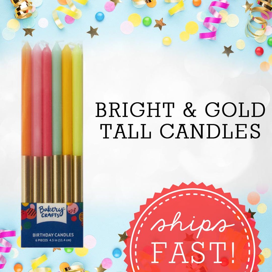 Bright Candles Gold Dipped Party Candles Colorful Cinco De Mayo Cake ...