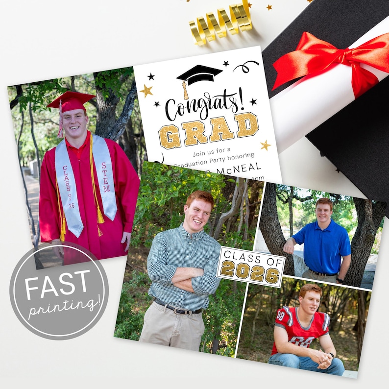 Custom Graduation Party Invitations With Photos, Personalized Class of ...