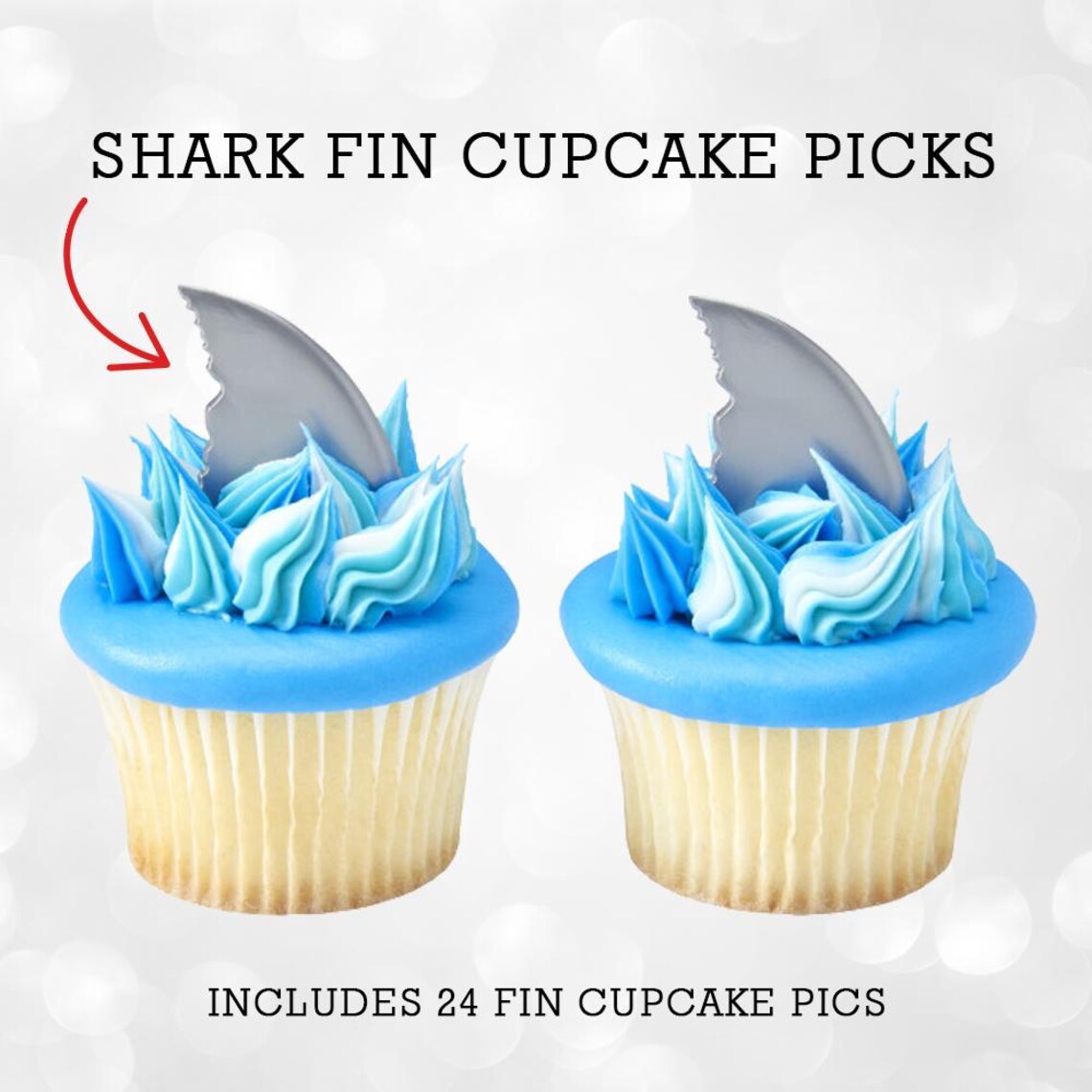 Shark Fin Cupcake Party Decoration Birthday Boy Shark Cake Decor Party ...