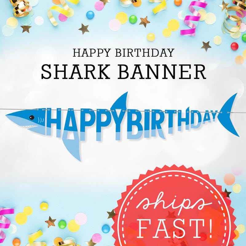 Shark Birthday Banner - Etsy