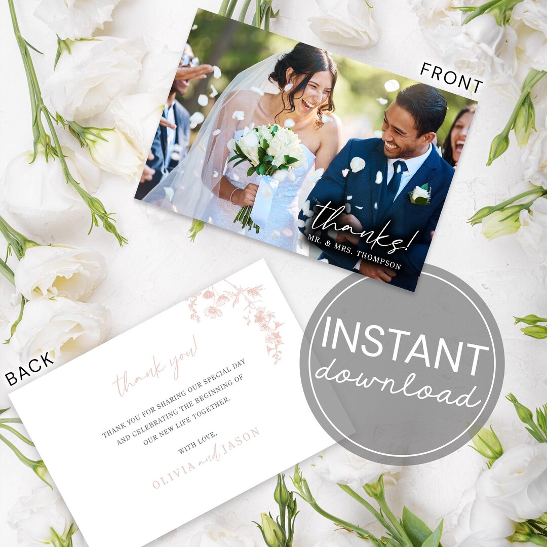 Custom Photo Thank You Notes Wedding DIY Personalized Card With Picture ...