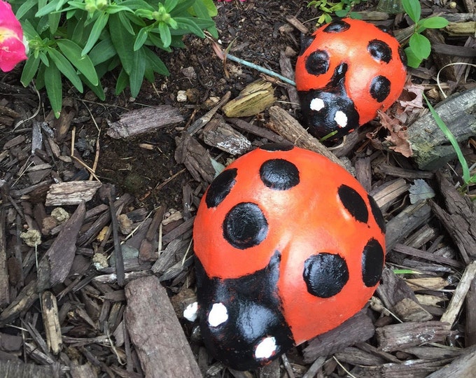 Concrete Lady Bugs Hand Painted - Etsy