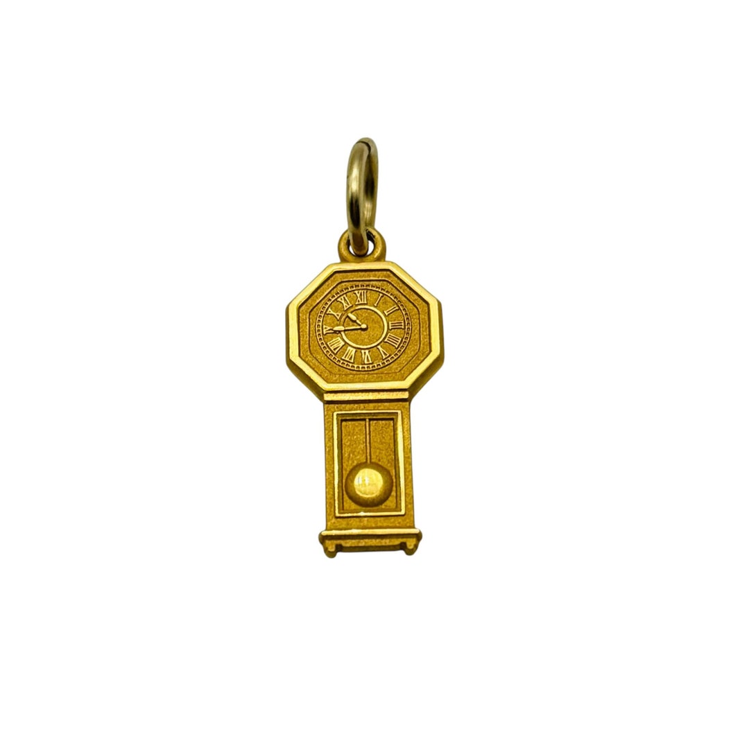 Awesome Solid 10k Yellow Gold Clock Charm Pendant! Free Shipping! - Etsy