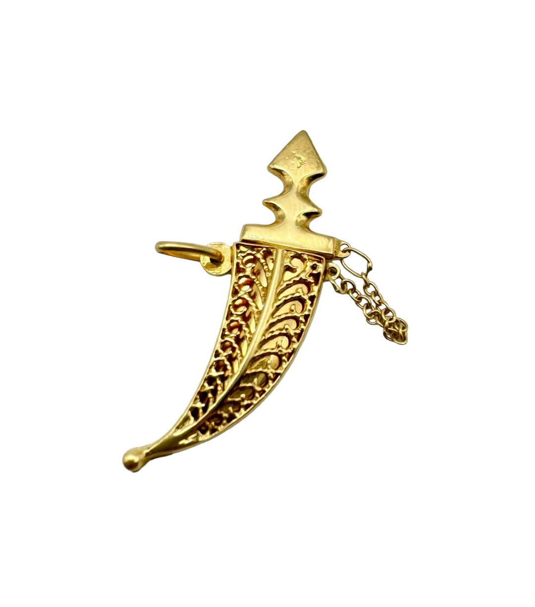 Incredible Unoaerre Solid 18k Yellow Gold Knife Dagger Pendant Charm - Etsy