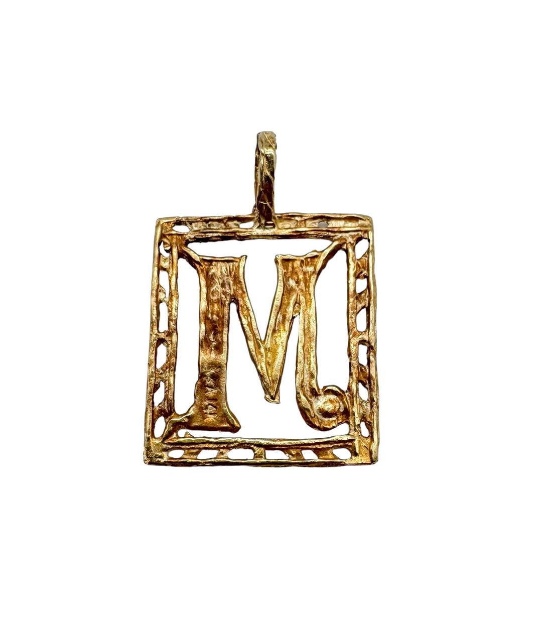 Awesome Solid 14k Yellow Gold Letter M Medallion Pendant Charm - Etsy