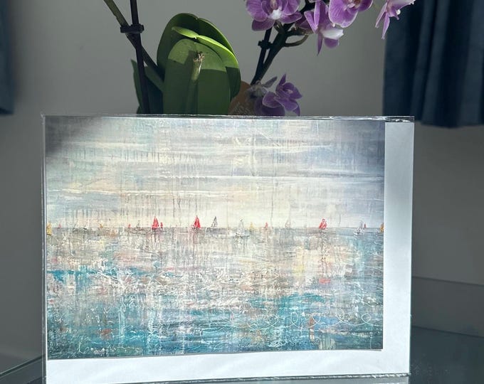 Sailing Boat Birthday Card: Abstract Ocean Art, Large A5 - Etsy