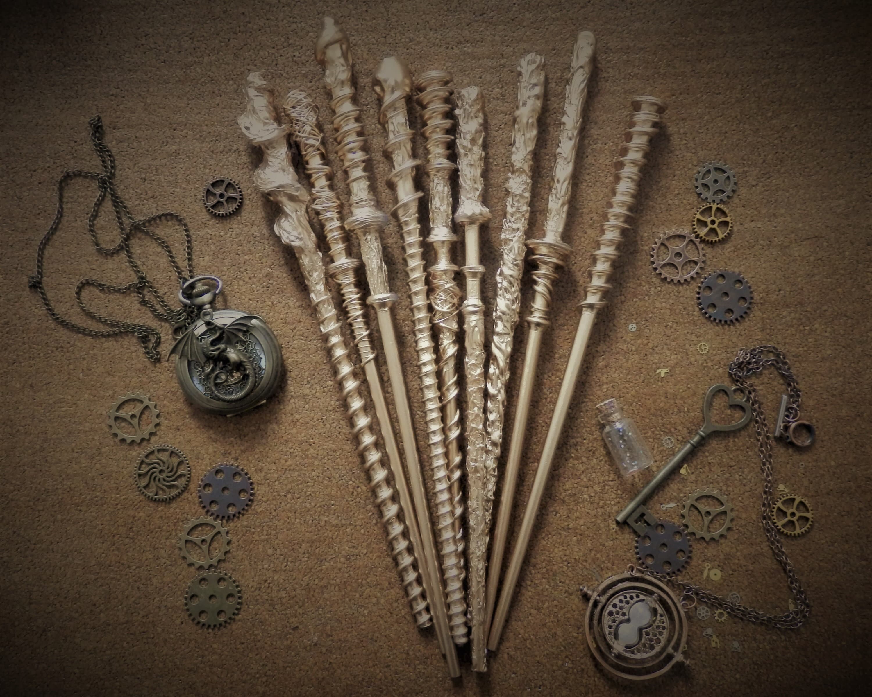 Brown and Gold Fantasy Wand Magic Wizard Wand Art & Collectibles Art ...