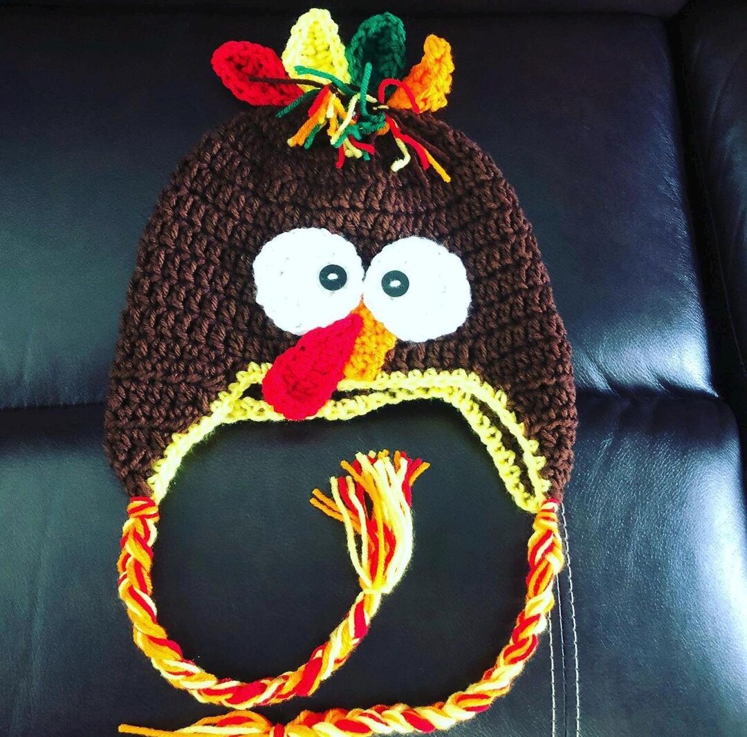Crochet Turkey Beanie, Thanksgiving Hat With Ear Flaps - Etsy