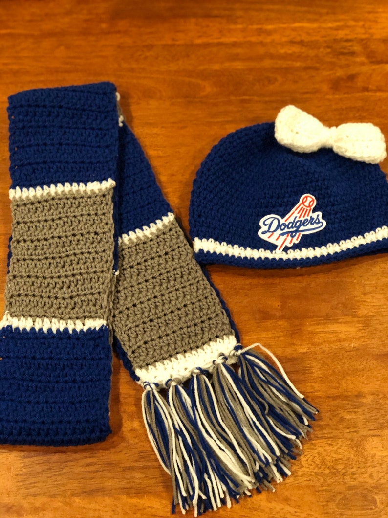 Dodgers Inspired Crochet Scarf, Blue and White, 64" - Etsy