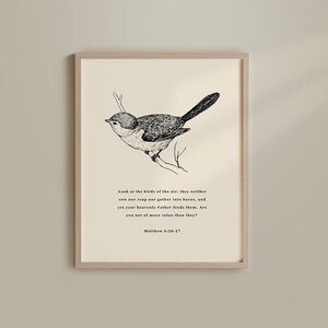 Look at the Birds, Matthew 6:26-27, Bible Verse Print, Christian ...