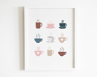 Cute Coffee Print | Etsy