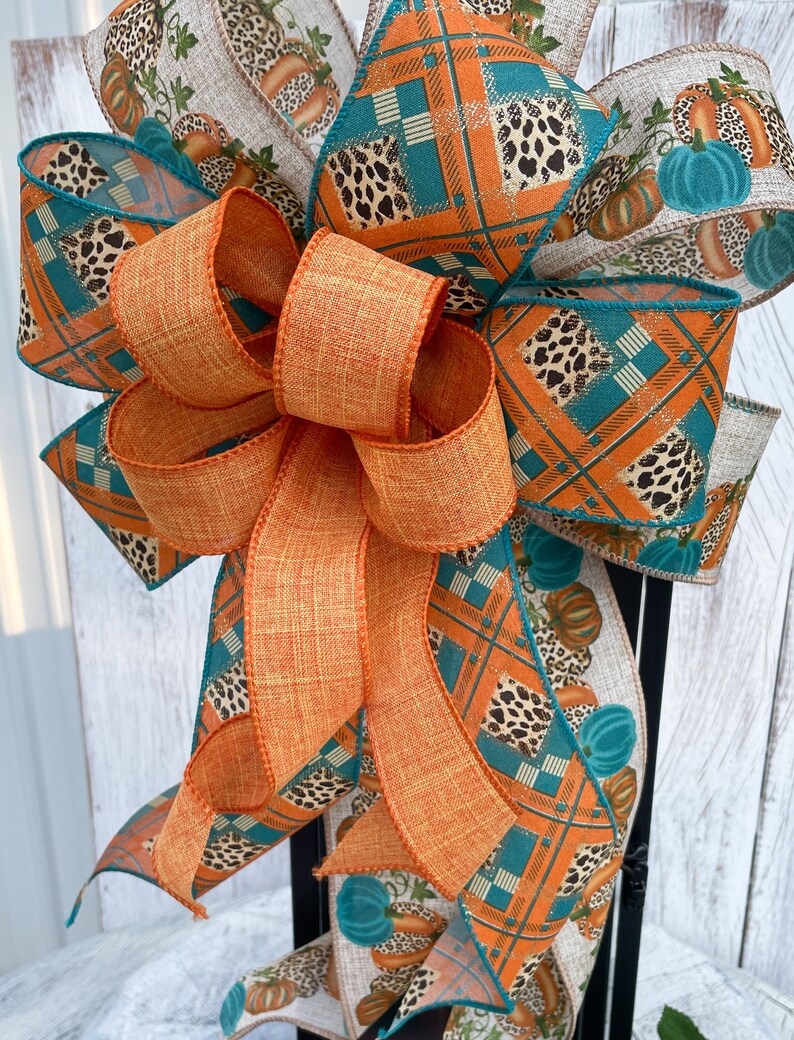 Teal and Cheetah Print Accent Bow for Fall Leopard Print - Etsy