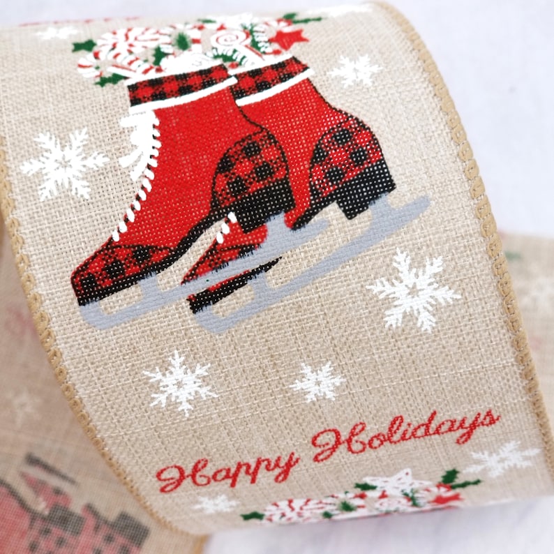 Buffalo Plaid Ice Skates Ribbon 2.5 Inch Wired Ribbon 5 - Etsy