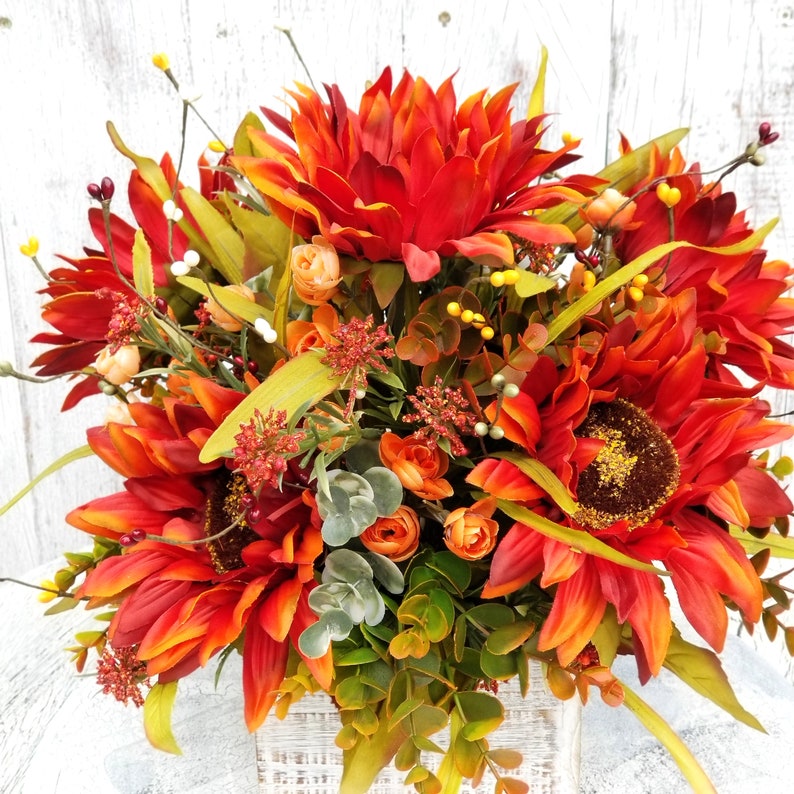 Fall Floral Arrangement Autumn Sunflower Centerpiece - Etsy