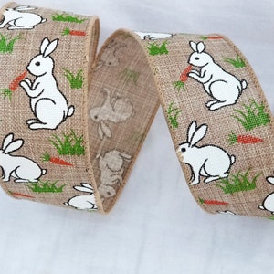 1.5 Easter Bunny & Carrot Wired Ribbon 5 Yards, Easter Craft Ribbon ...