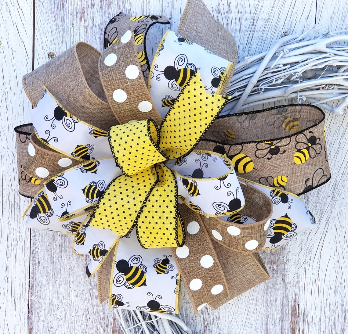 Spring Bumblebee Bow Bumble Bee Bow Honey Bee Decor Bow | Etsy