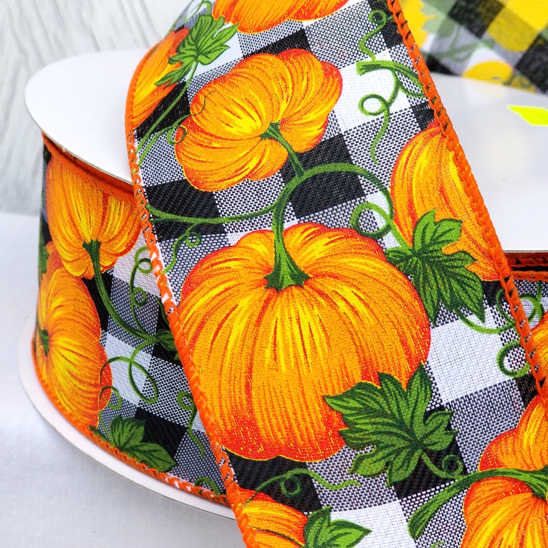 Fall Pumpkin Ribbon 2.5 Wide 5 Yards Black and White - Etsy