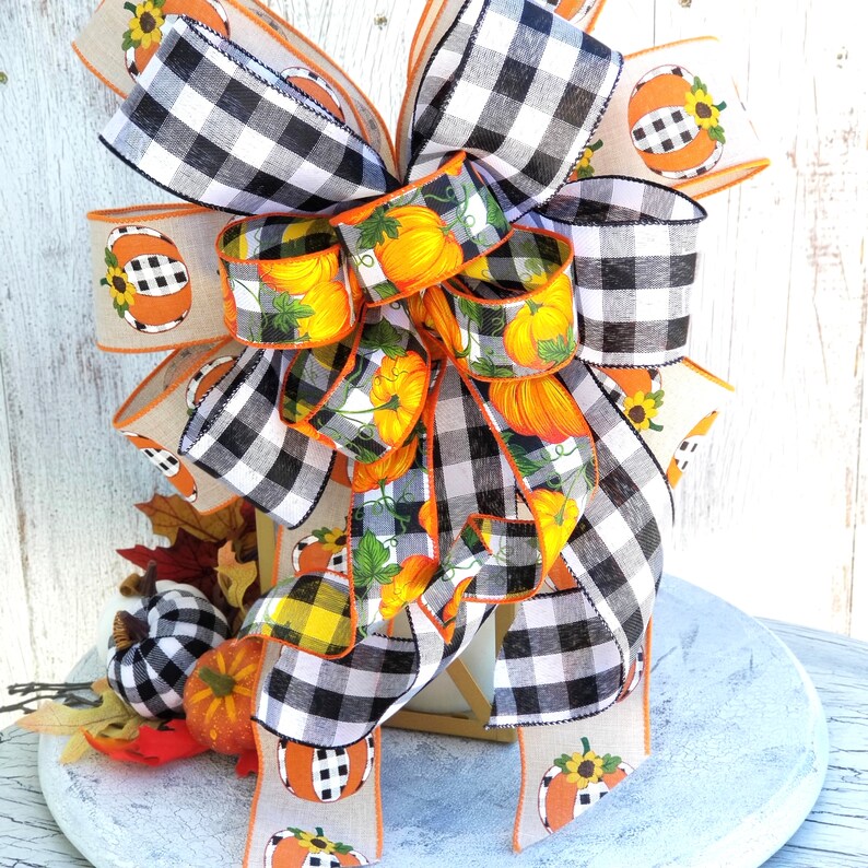 Bow for Fall Wreath Fall Bow for Lantern or Mailbox Black | Etsy