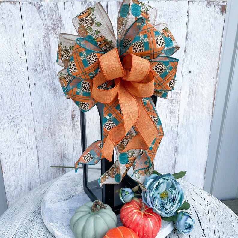 Teal and Cheetah Print Accent Bow for Fall Leopard Print - Etsy