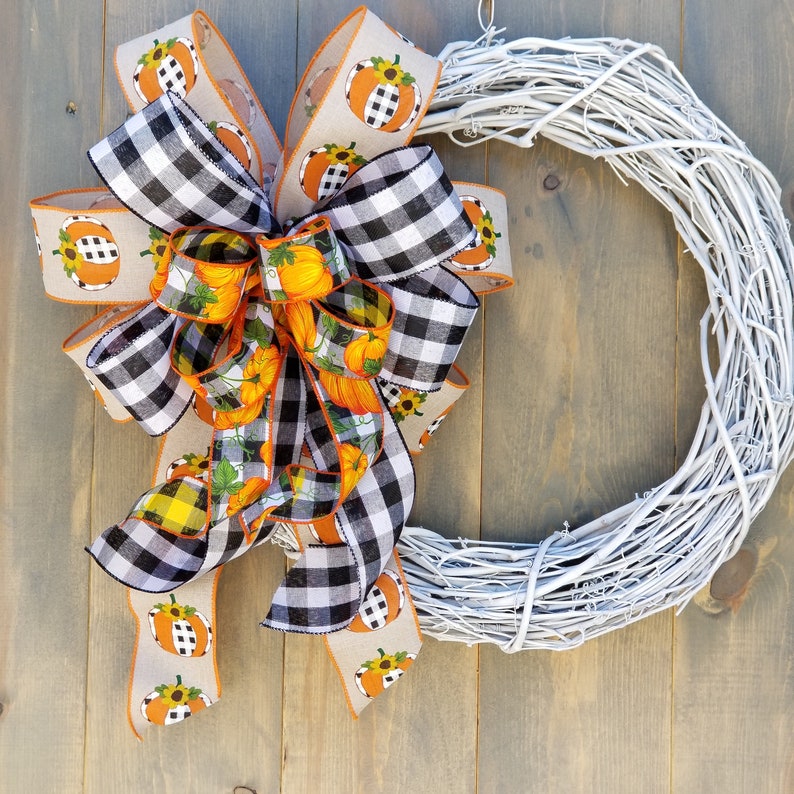 Bow for Fall Wreath Fall Bow for Lantern or Mailbox Black | Etsy