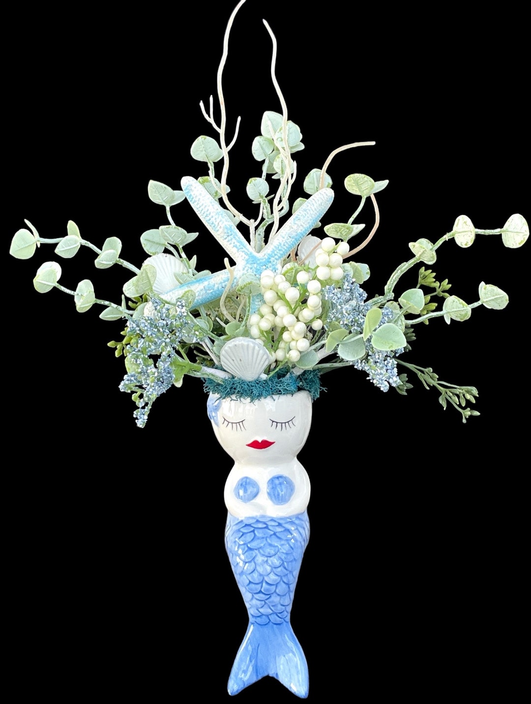 Mermaid Centerpiece Shelf Sitter, Beach Themed Flower Arrangement ...