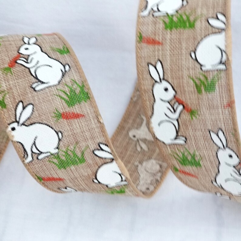 1.5 Easter Bunny & Carrot Wired Ribbon 5 Yards Easter - Etsy