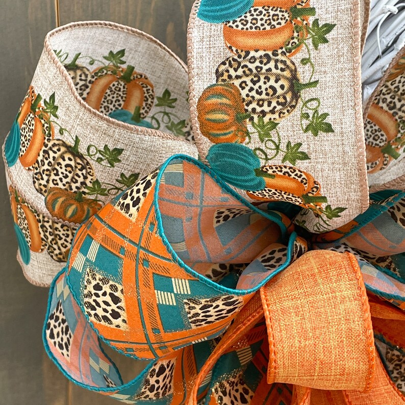 Teal and Cheetah Print Accent Bow for Fall Leopard Print - Etsy