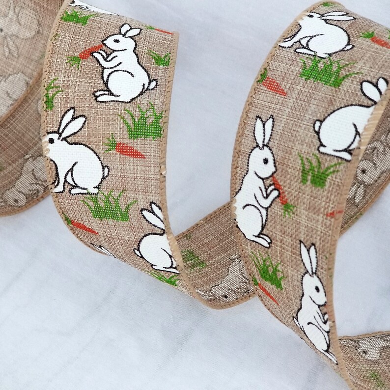 1.5 Easter Bunny & Carrot Wired Ribbon 5 Yards Easter - Etsy