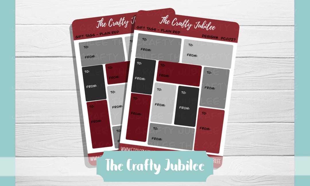 Plain Gift Tag Stickers - Gray & Red - Present Tags - Christmas Gift ...